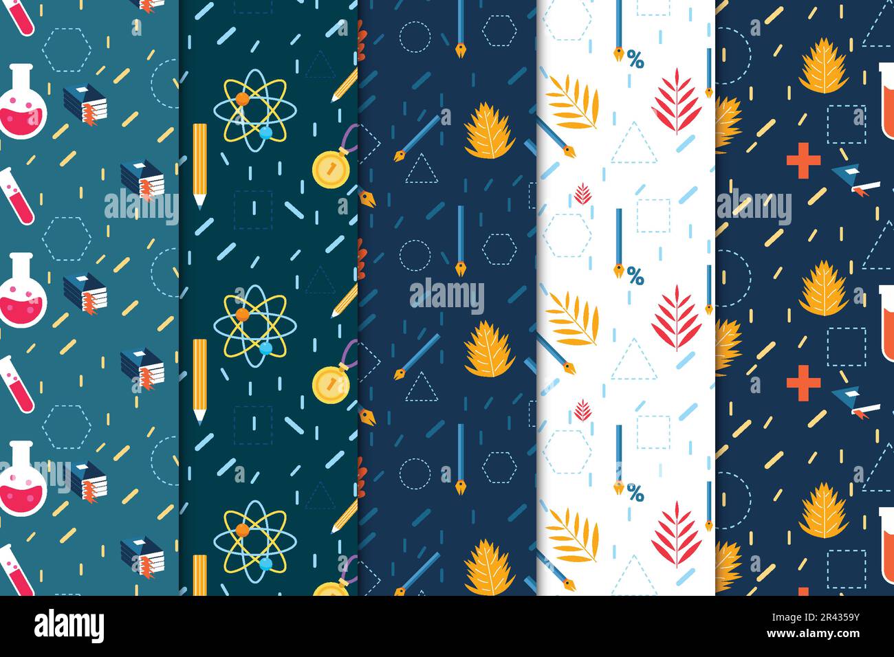 Abstract science and education pattern bundle design with dark ...