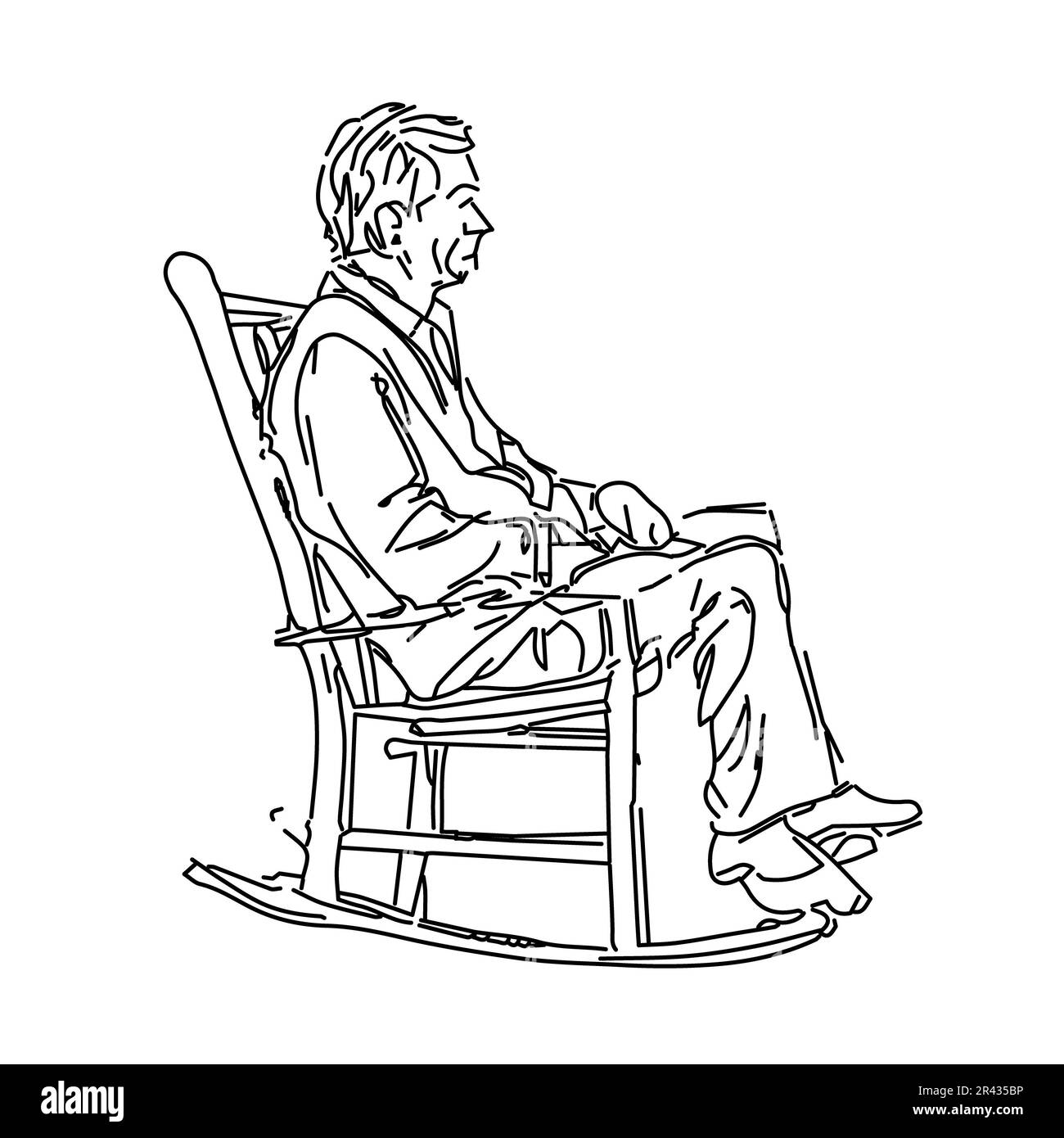 Old man line art vector Stock Photo - Alamy