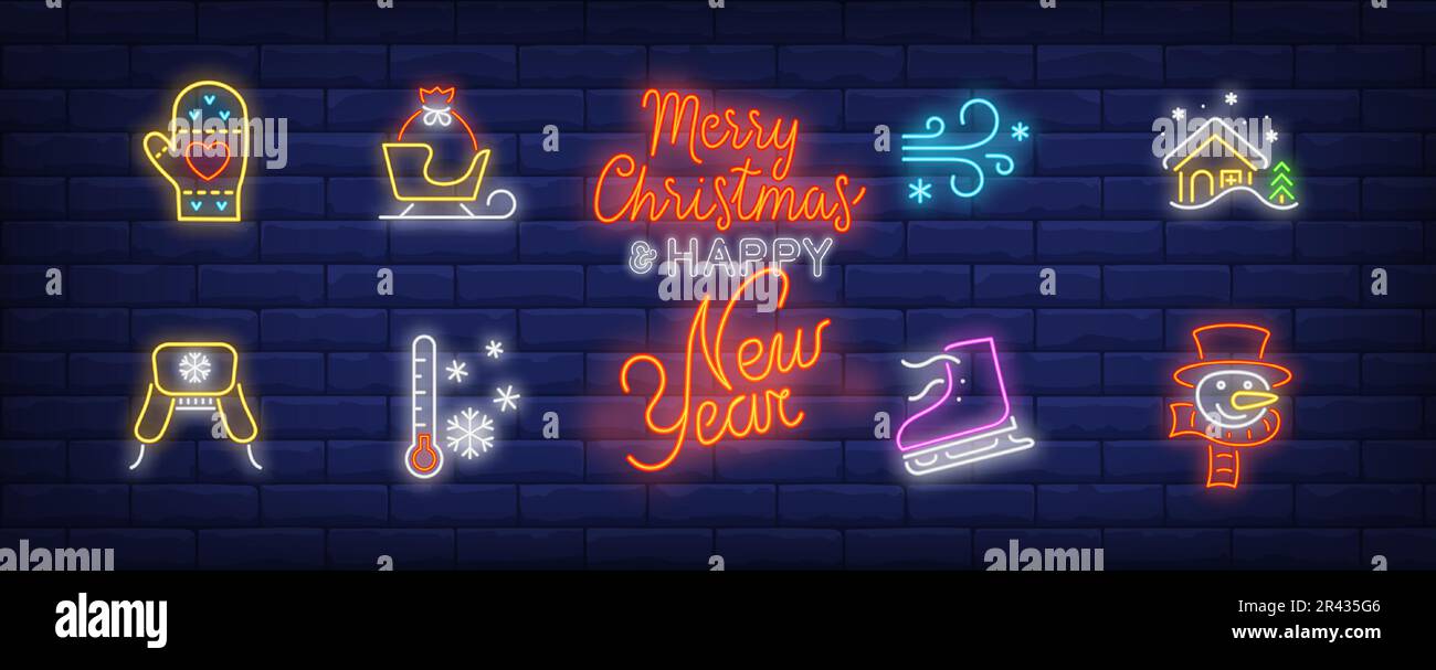 Winter activities neon sign set Stock Vector Image & Art - Alamy
