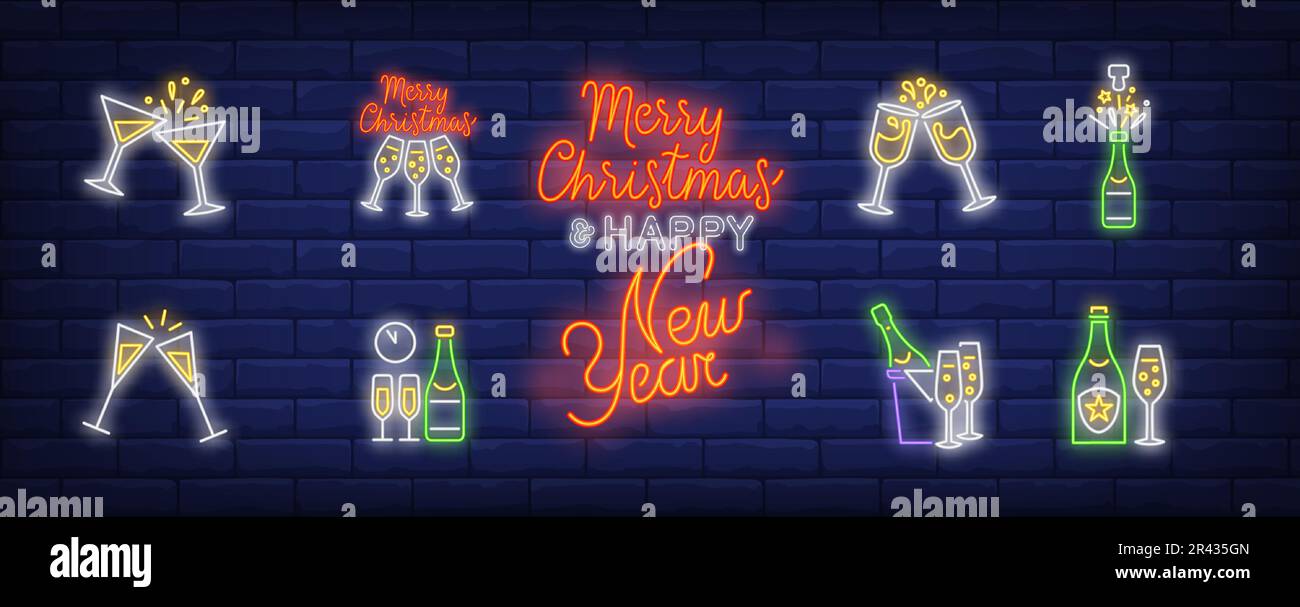 Christmas toast neon sign set Stock Vector Image & Art - Alamy