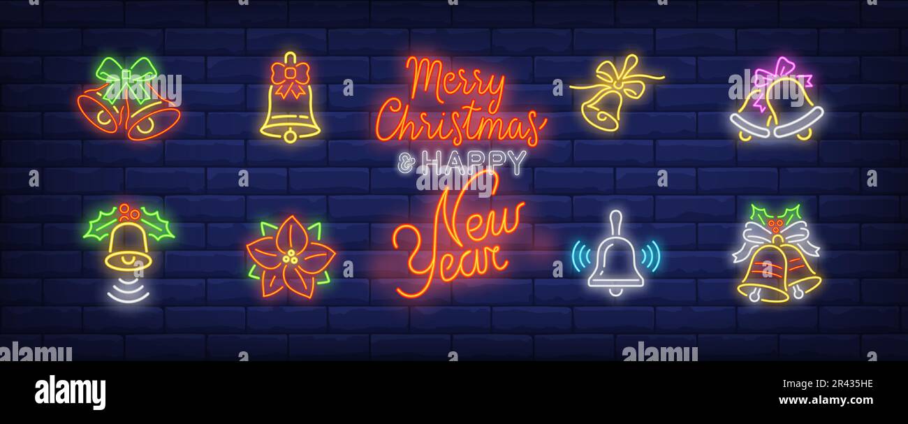 Bells neon sign collection Stock Vector Image & Art - Alamy