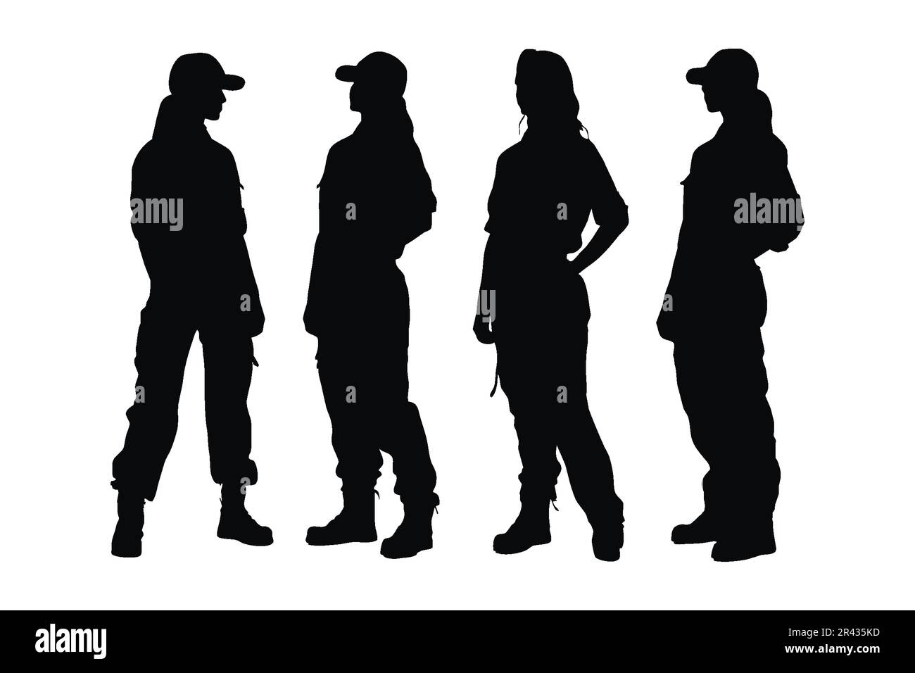 Female plumber standing and wearing uniforms silhouette collection ...