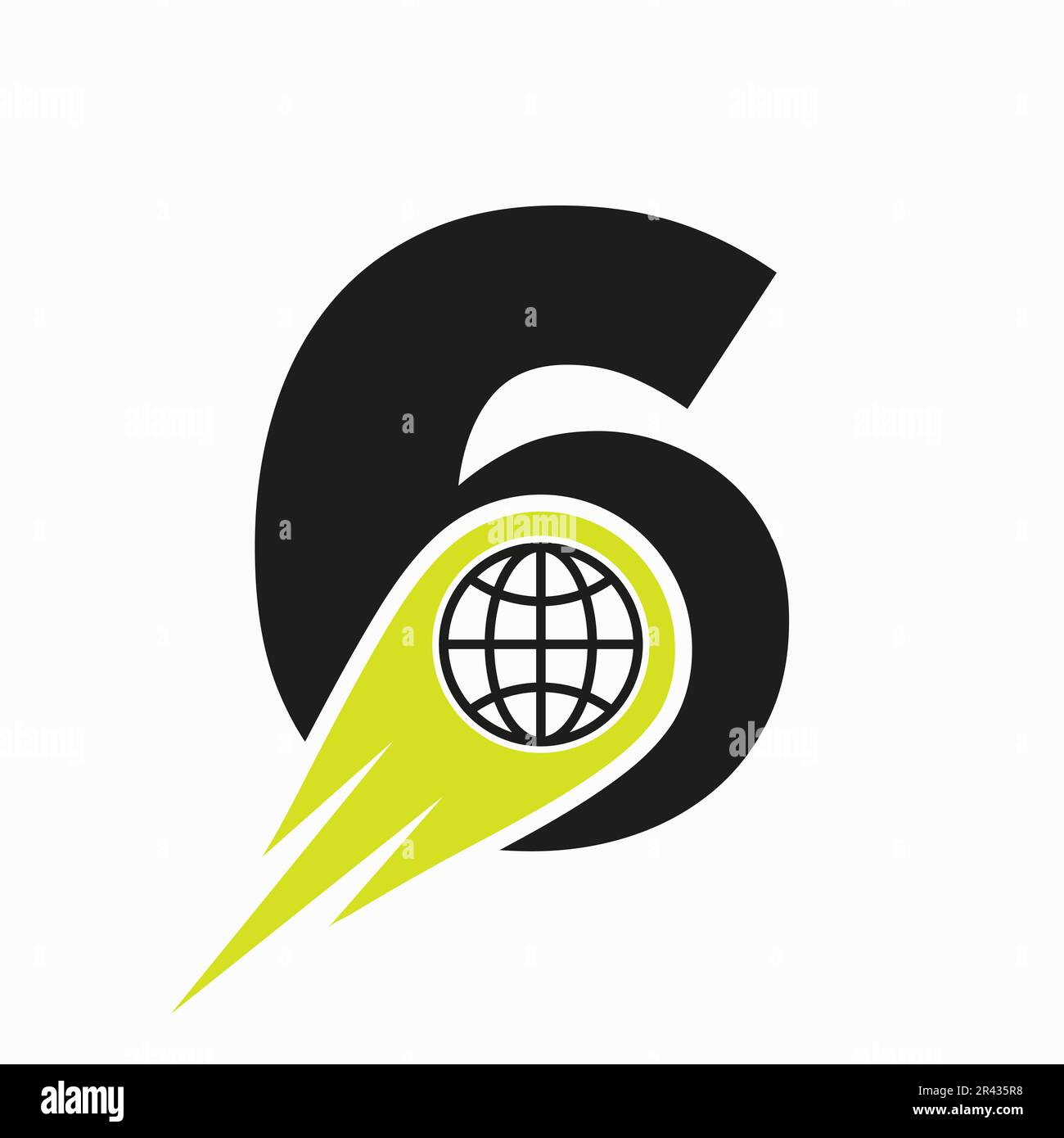 Letter 6 Logo Concept With Global World Icon Vector Template Stock ...