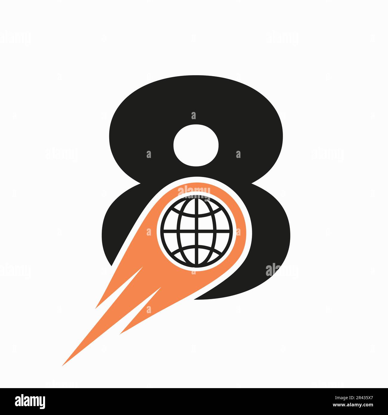 Letter 8 Logo Concept With Global World Icon Vector Template Stock ...
