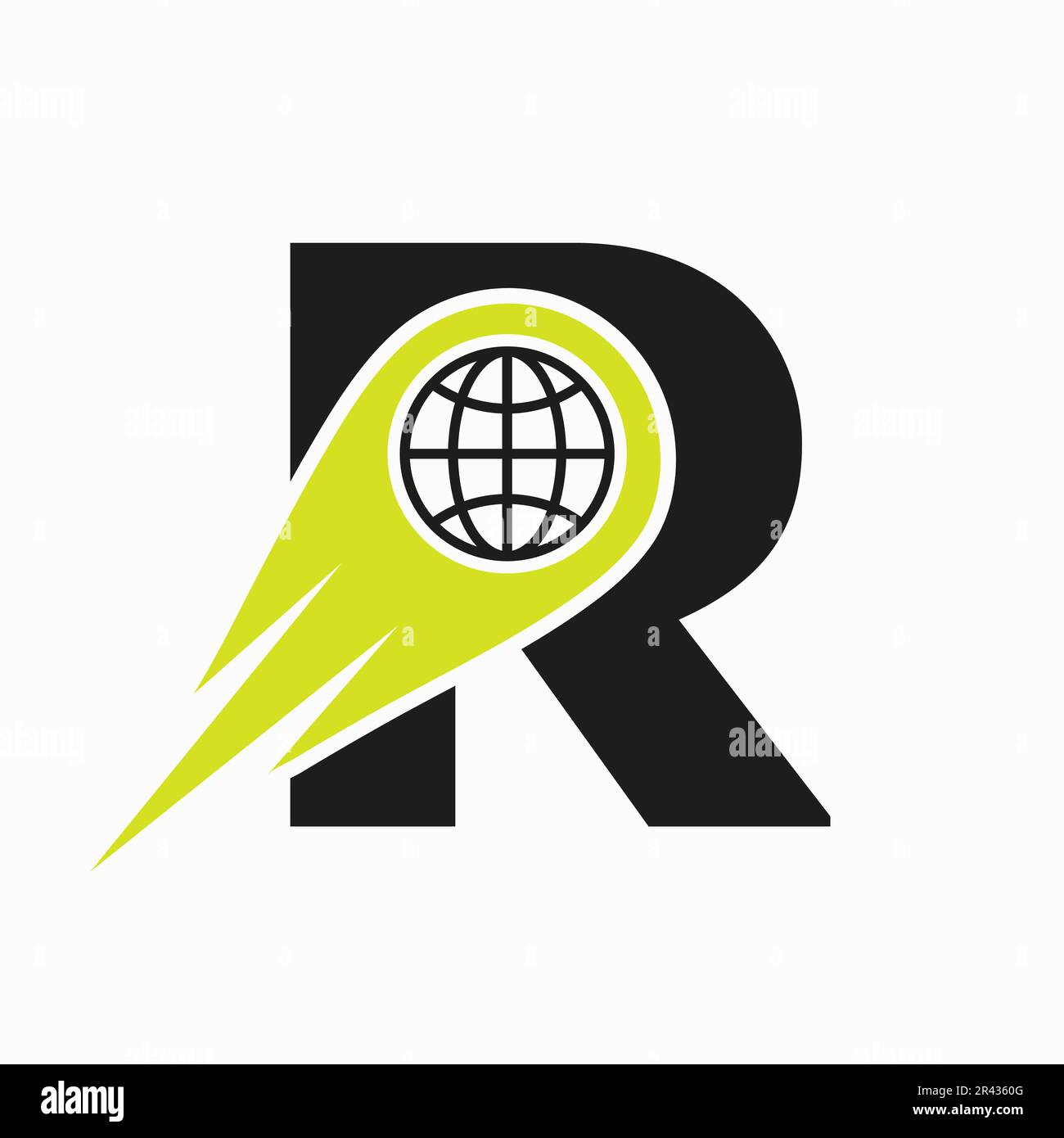 Letter R Logo Concept With Global World Icon Vector Template Stock ...