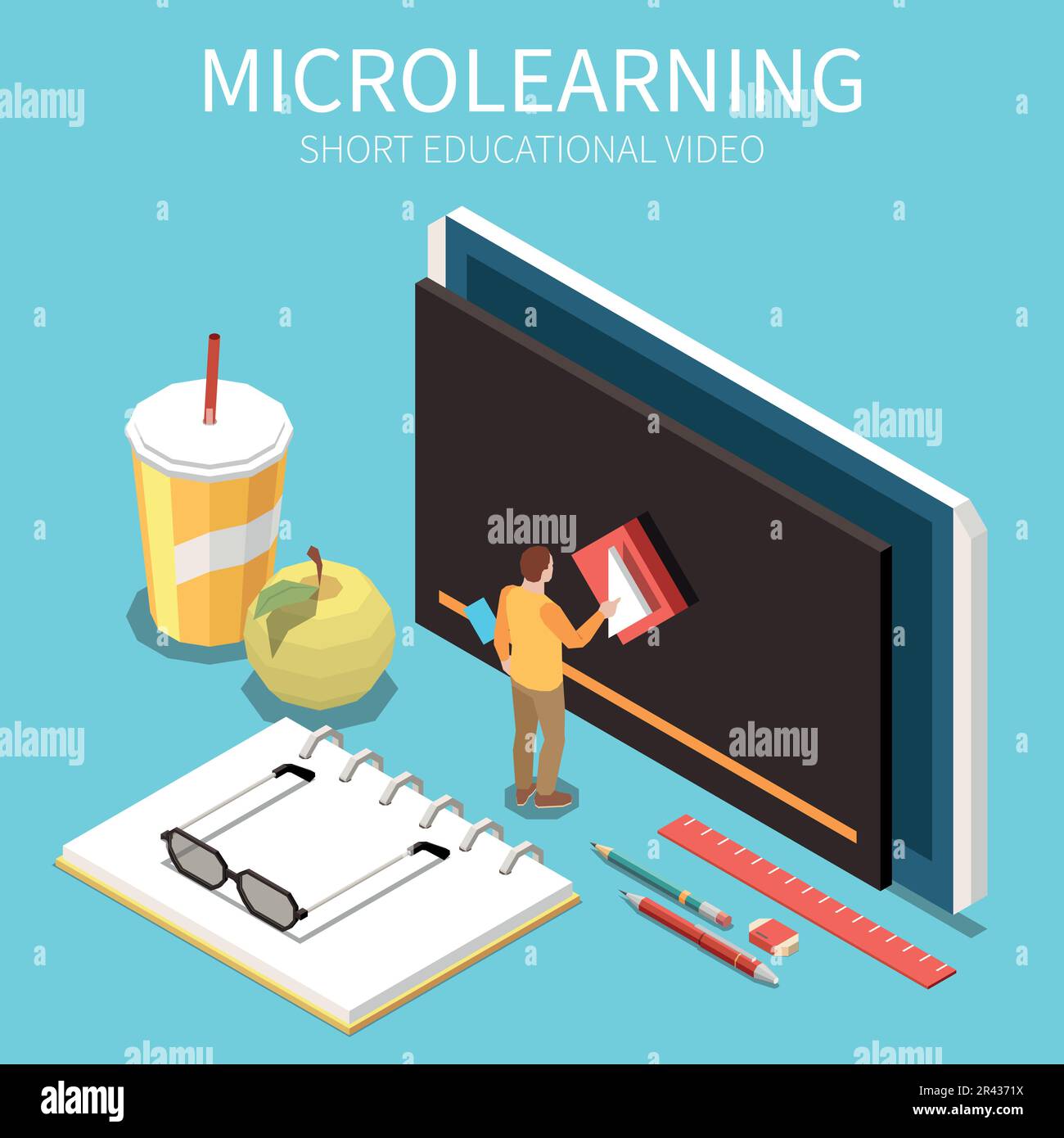 Microlearning trends isometric concept with educational video symbols ...