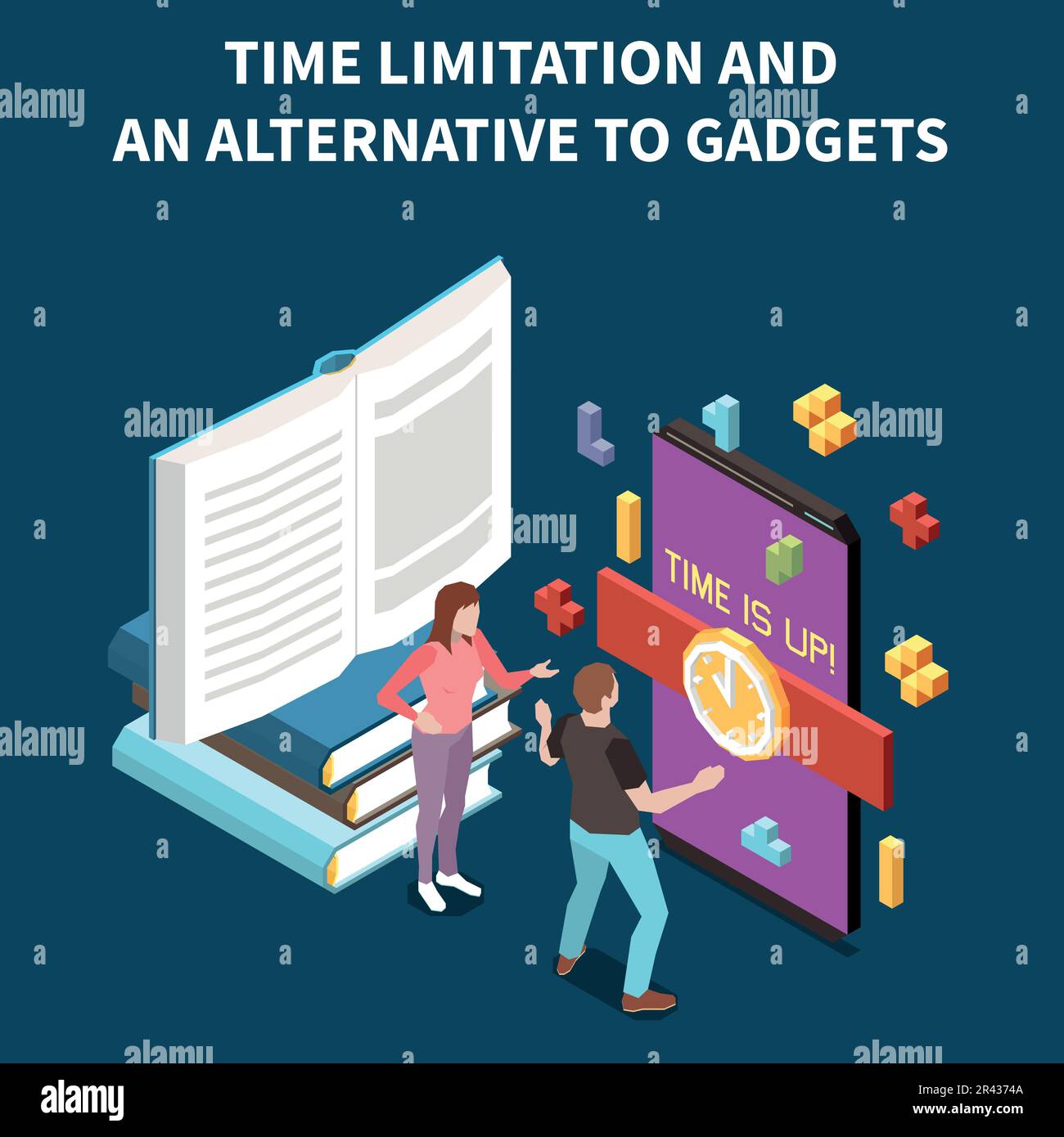 Gadget addiction isometric concept with alternative entertainment ...