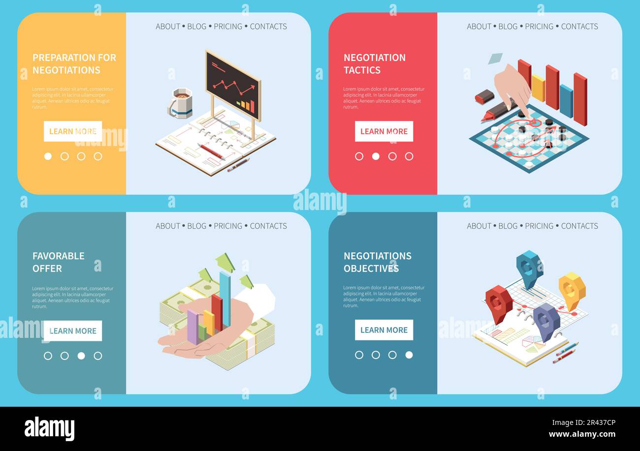 Business negotiations isometric banner set with contracts and agreement ...