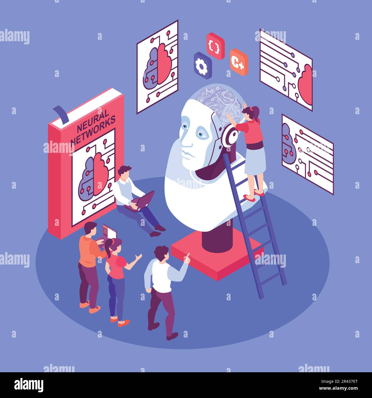 Isometric neural network programmer composition with human characters ... Isometric neural network programmer composition with human characters ...