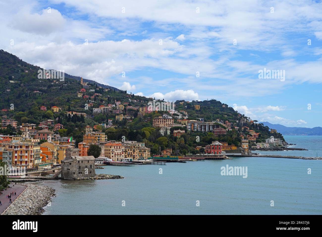 RAPALLO, ITALY -15 APR 2023- View of Rapallo, a seaside resort town on ...