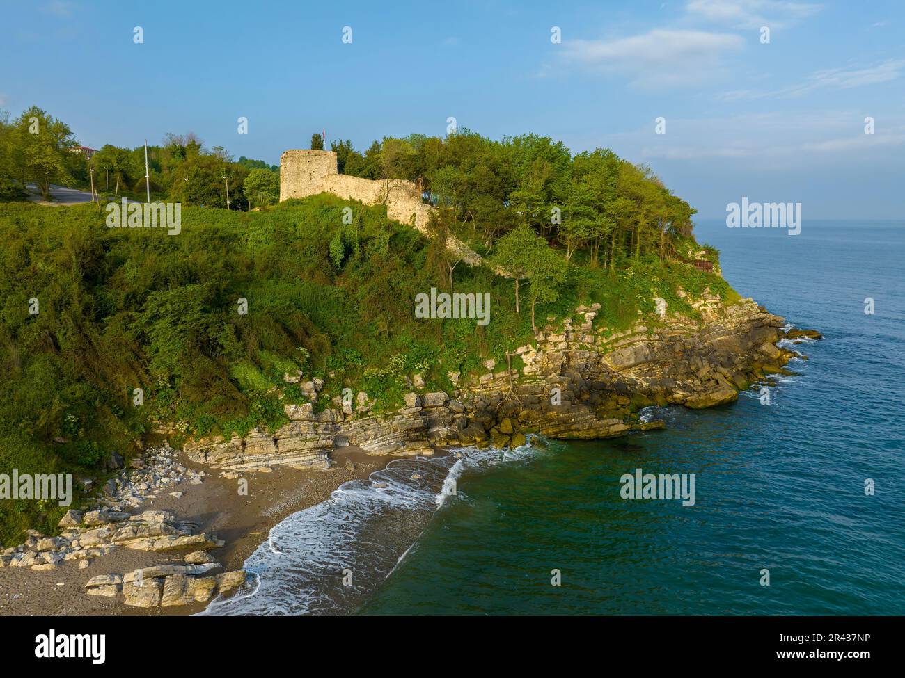 The Ceneviz Castle was built on a cliff located between two bays, 2.5 ...