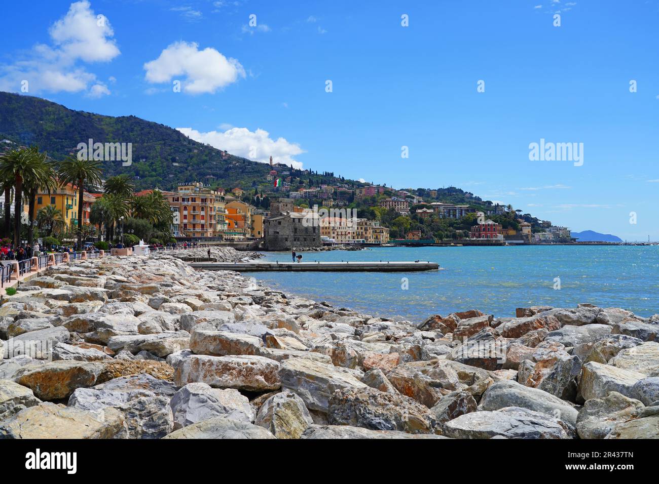 RAPALLO, ITALY -15 APR 2023- View of Rapallo, a seaside resort town on ...