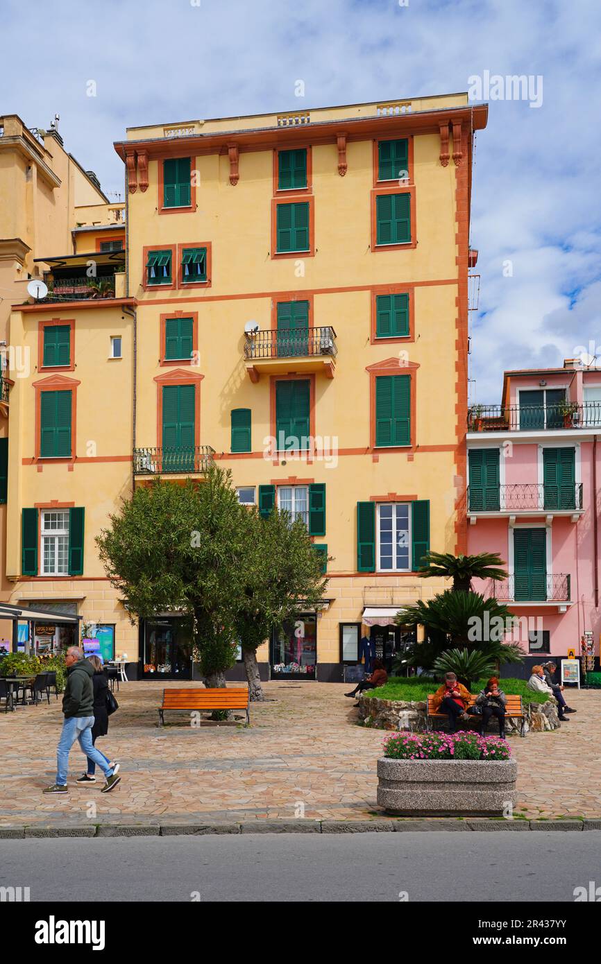 RAPALLO, ITALY -15 APR 2023- View of Rapallo, a seaside resort town on ...