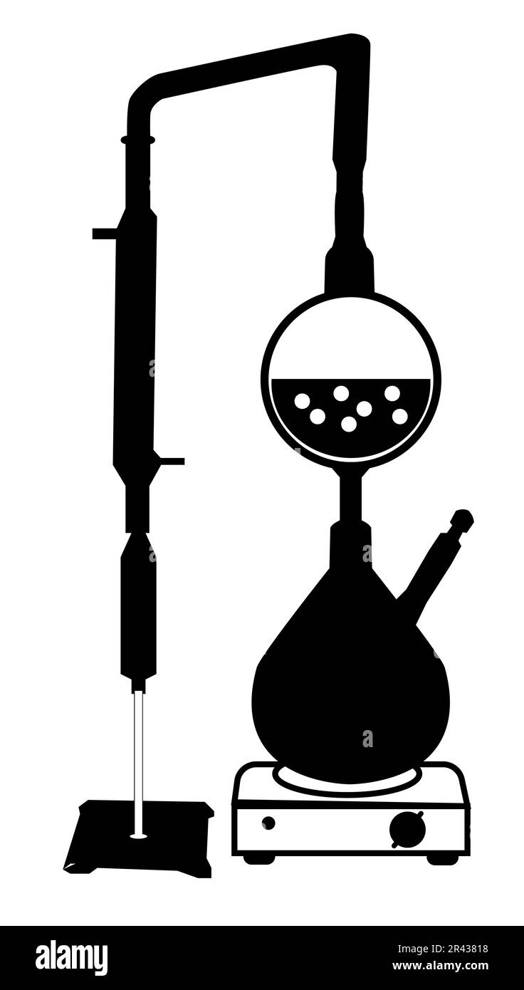 distillation kit icon. chemical laboratory sign. lab glassware symbol ...