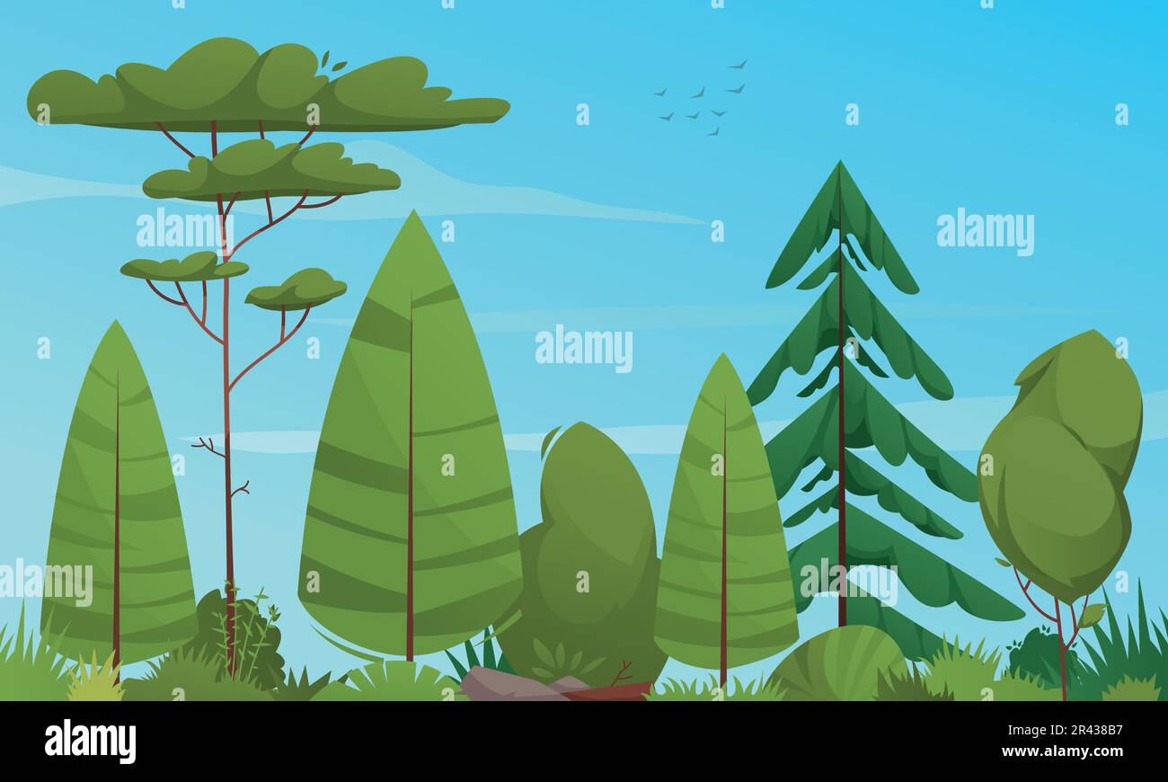 Ecosystem cartoon poster with deciduary forest trees vector ...