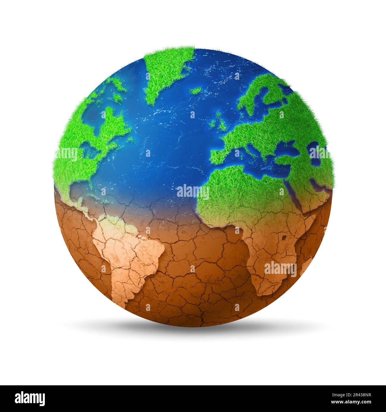 World globe drying out due to global warming. Isolated on white ...