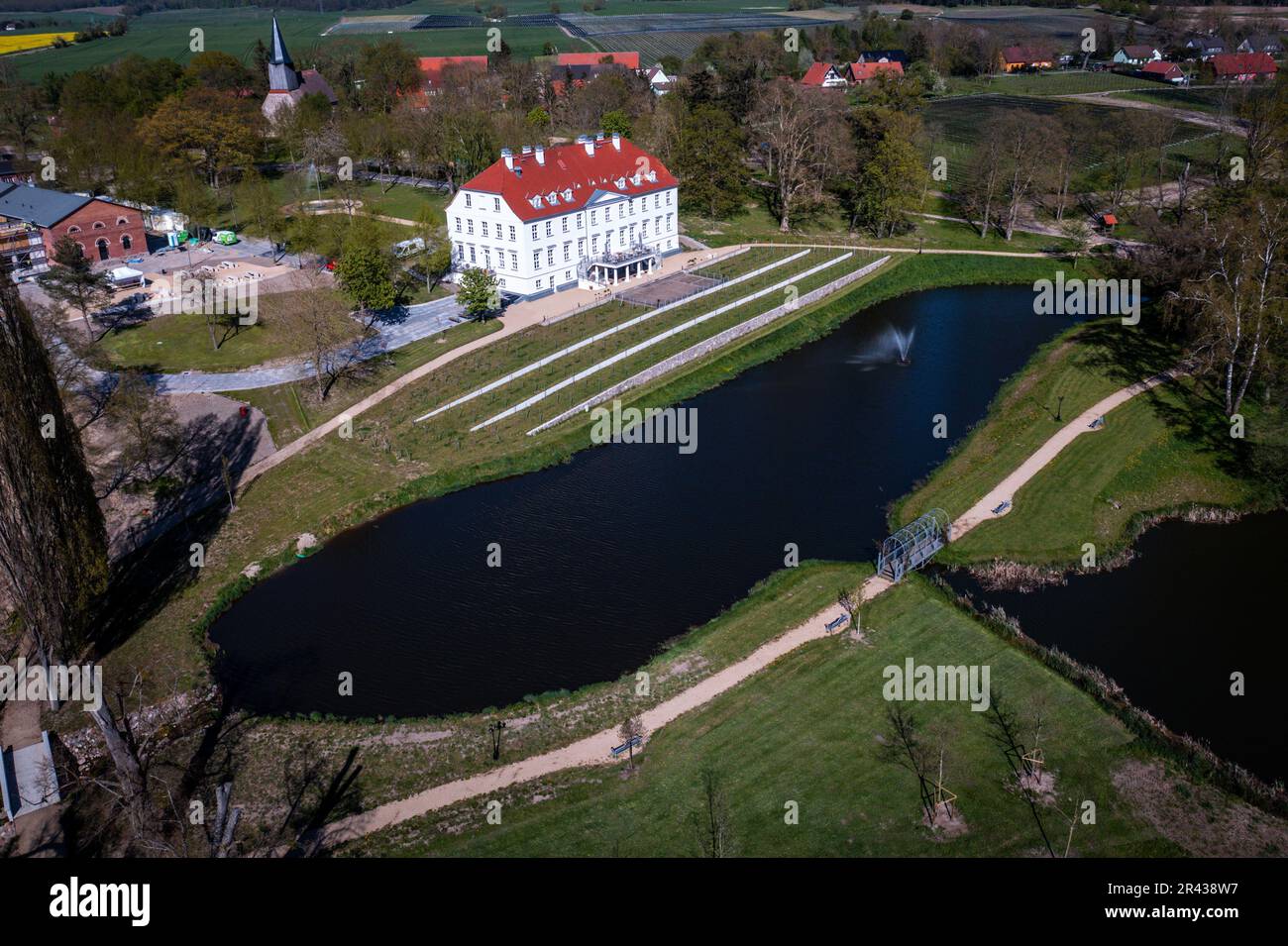 Rattey, Germany. 09th May, 2023. A new building with wine cellar ...