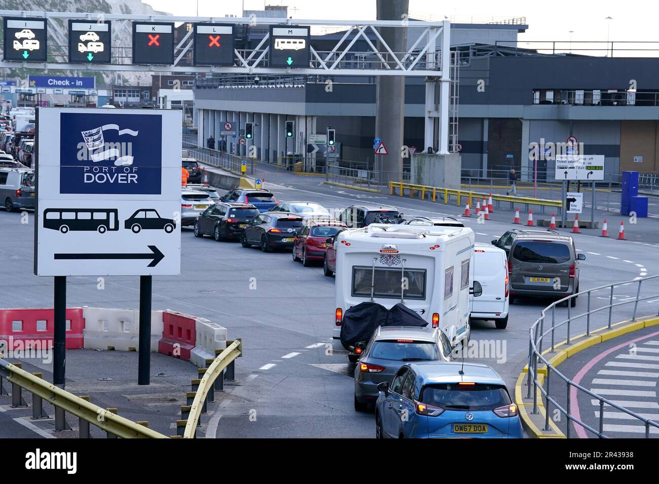 Traffic queues for ferries at the Port of Dover in Kent as the getaway ...