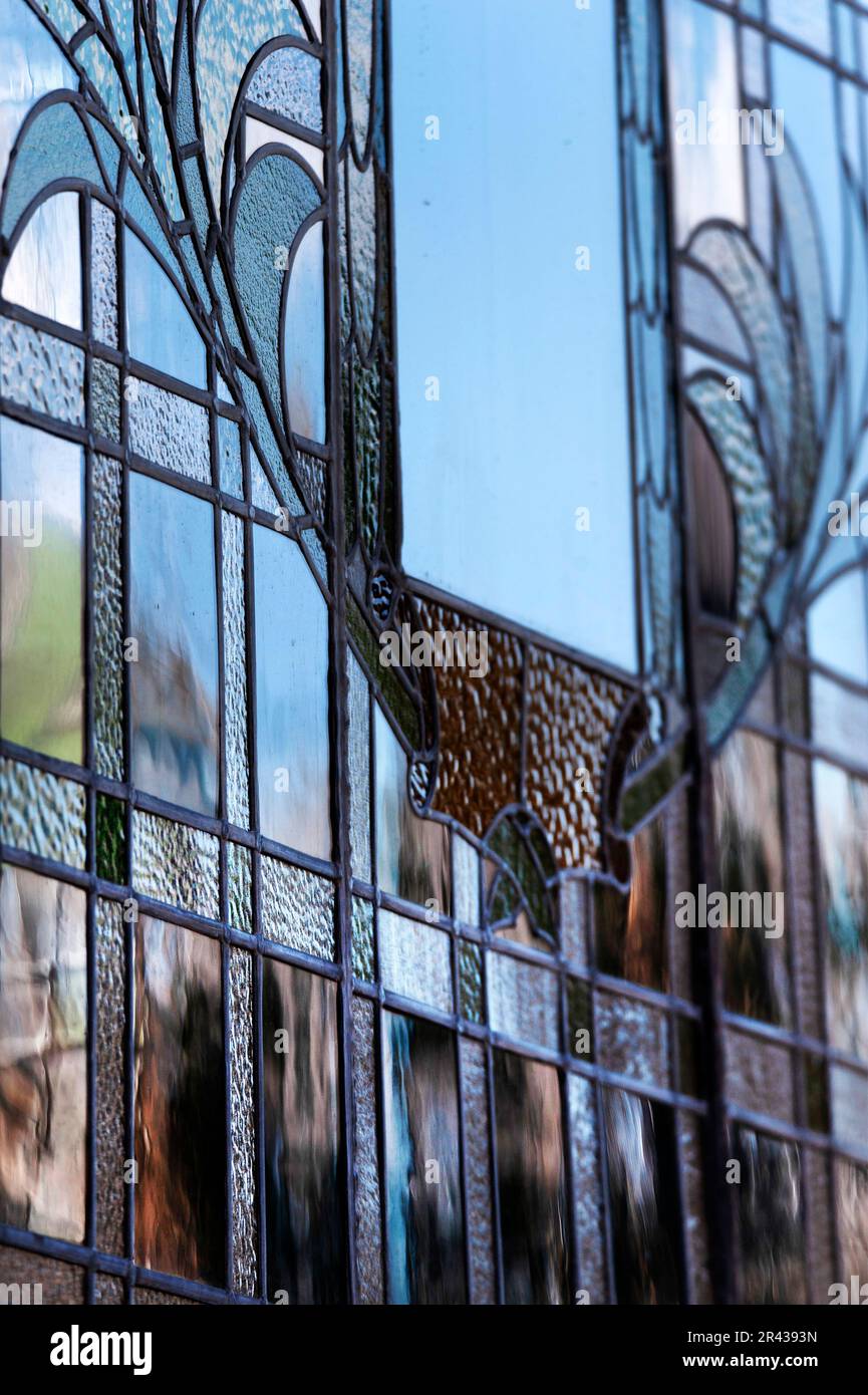 Stained glass window on former Mawson, Swan and Morgan department store ...