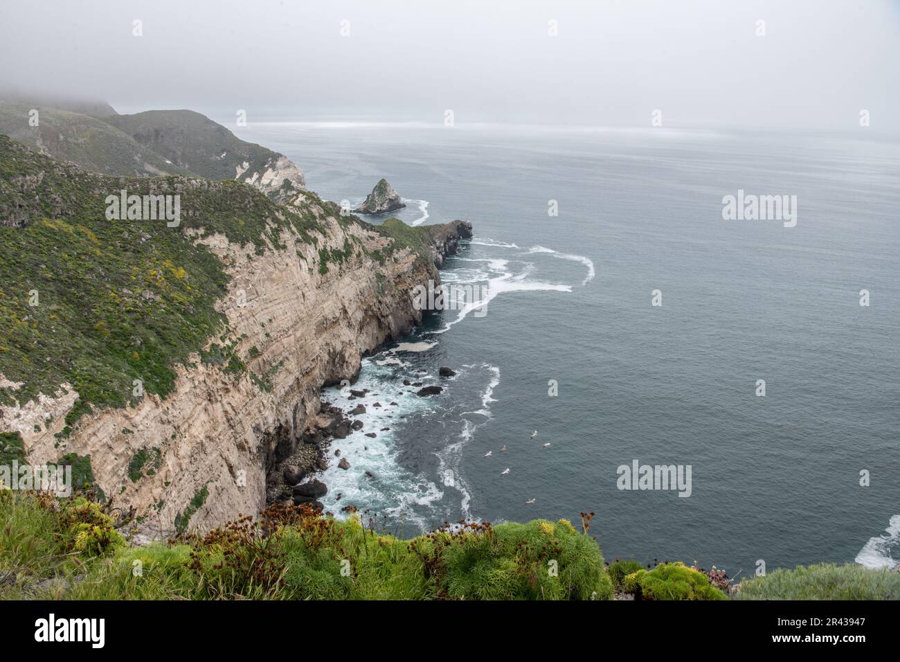 A view of the coast of Santa Cruz island one of the islands making up ...