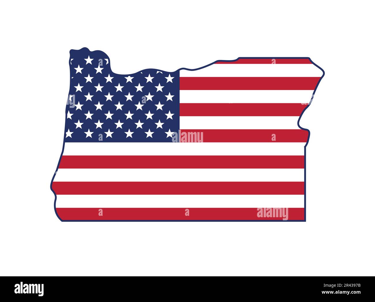 oregon OR state map shape with USA flag outline simplified USA vector ...
