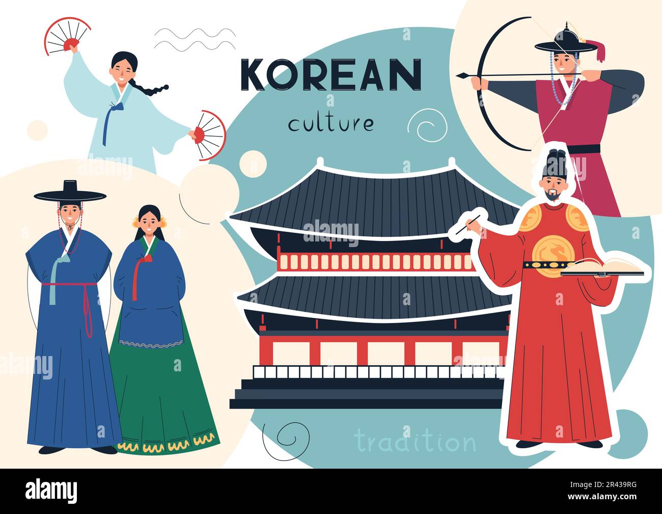 Royal family composition with collage of flat human characters in ...