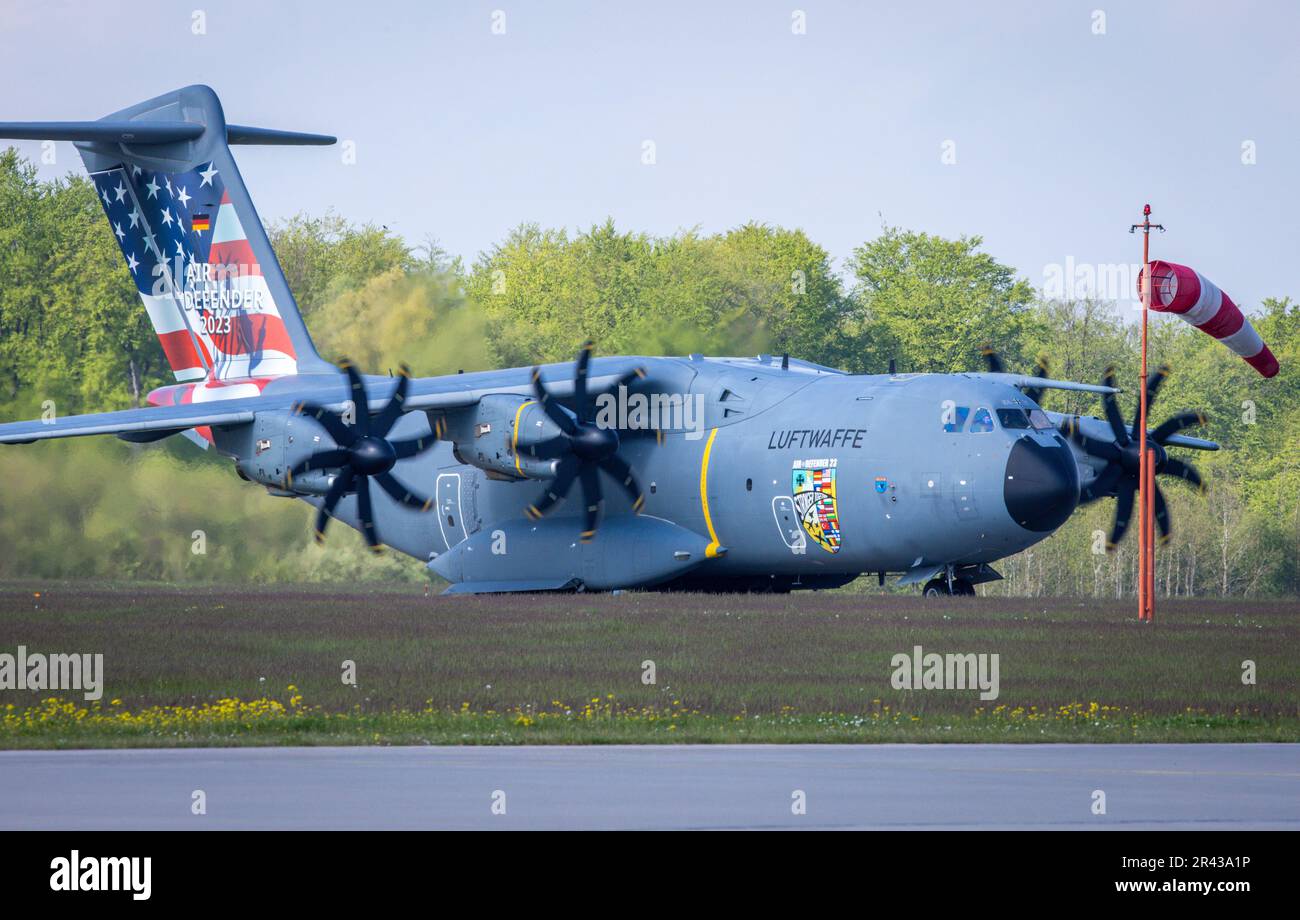 Laage, Germany. 11th May, 2023. The German Armed Forces' A400M ...