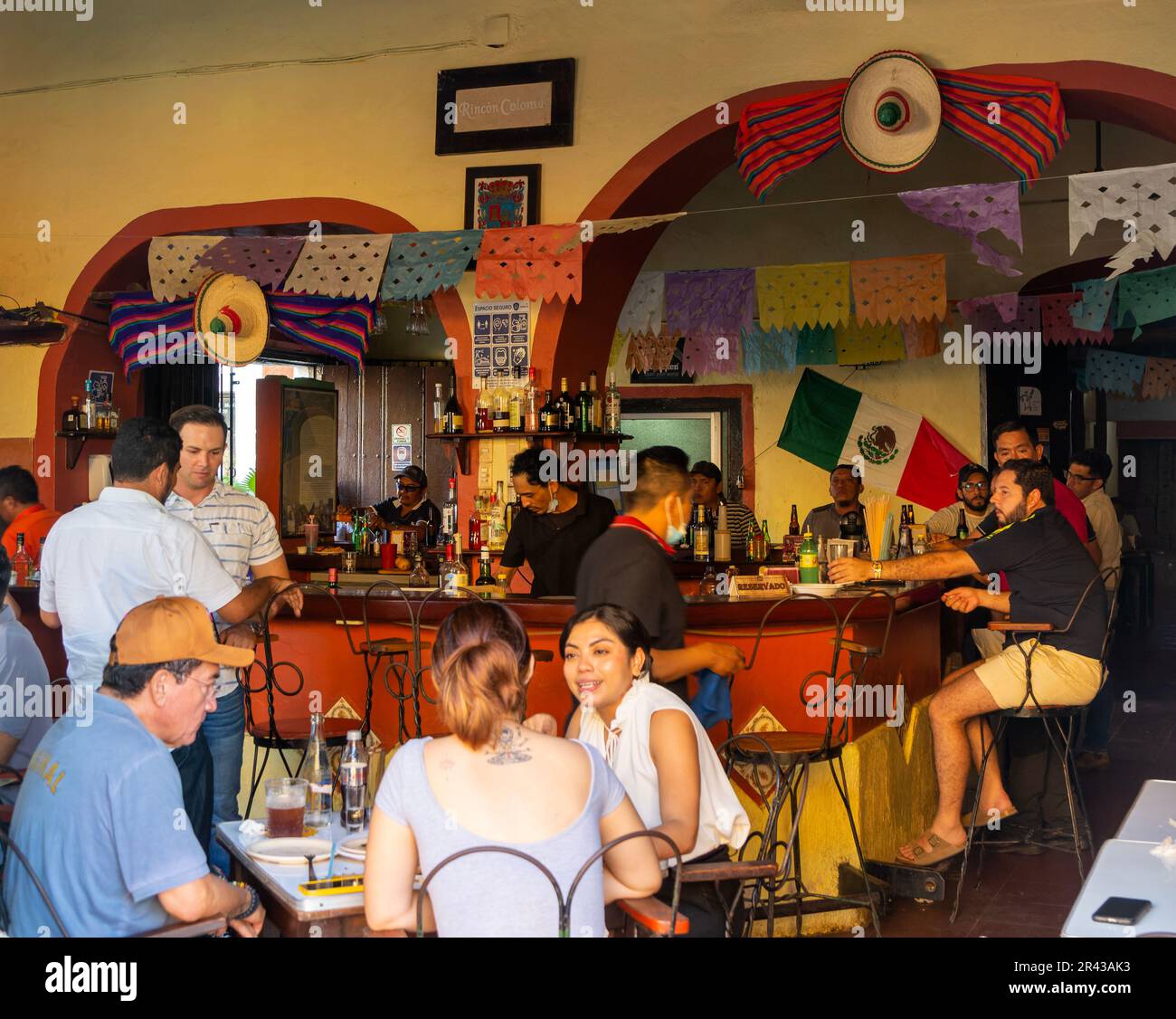 Interior of Salon Rincon Colonial bar, Campeche city, Campeche State ...