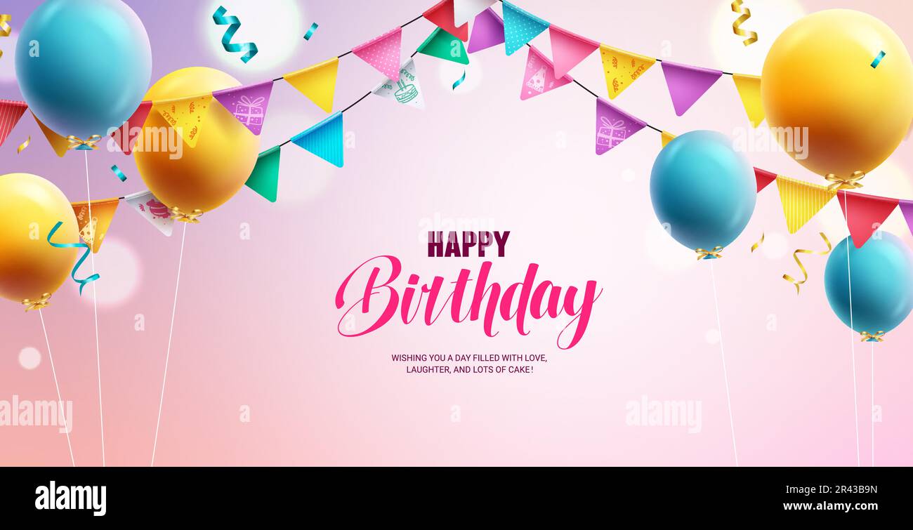 Happy birthday text vector design. Birthday balloons with colorful ...