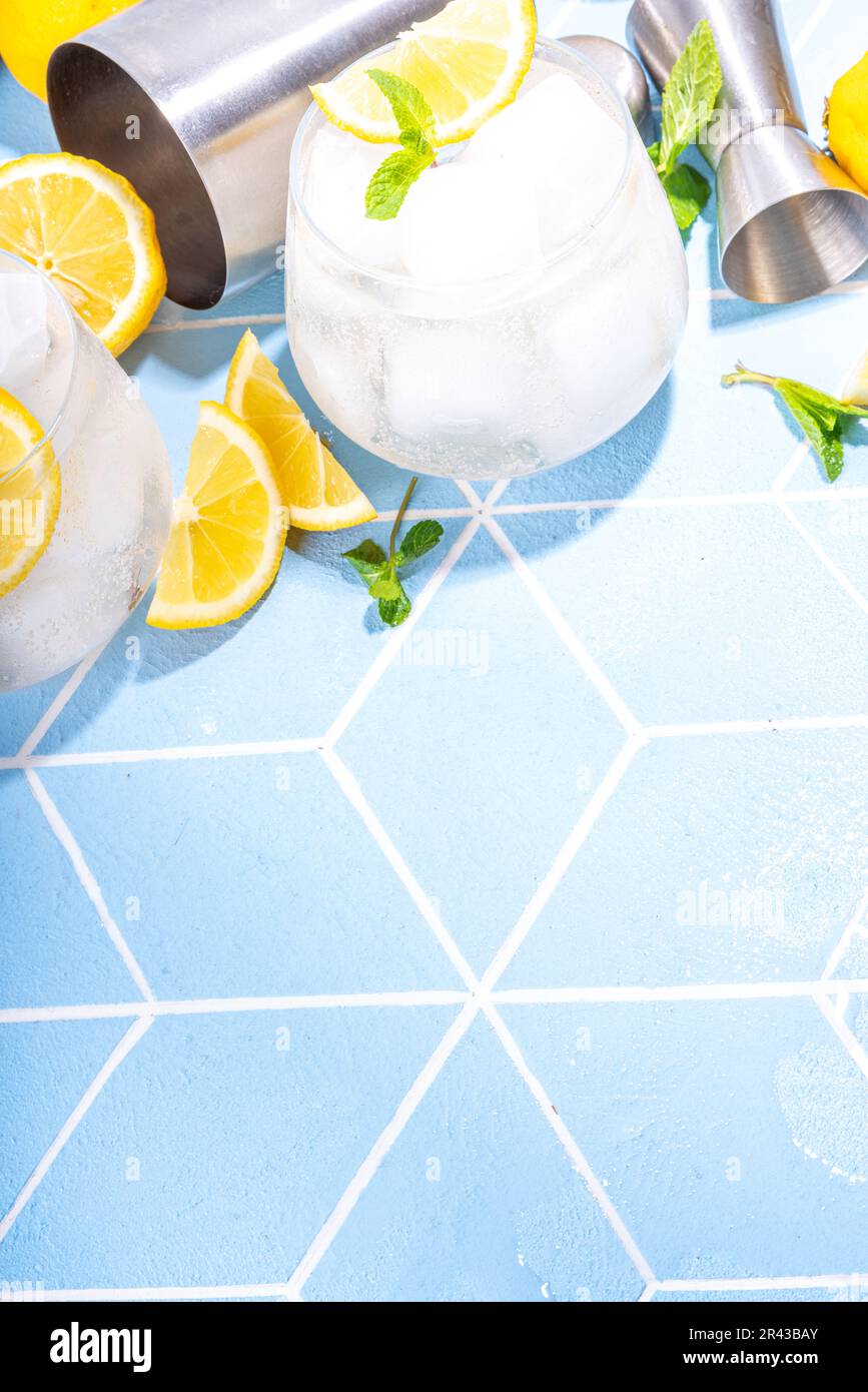 Cold lemon detox water, infused citrus sour sweet mocktail, lemonade ...