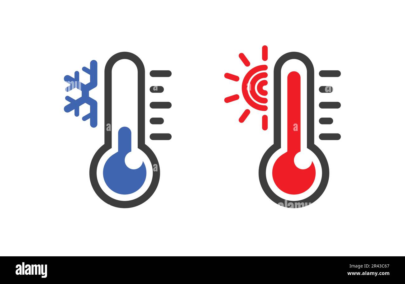 simple classic cold ice snow blue thermometer temperature icon with ...