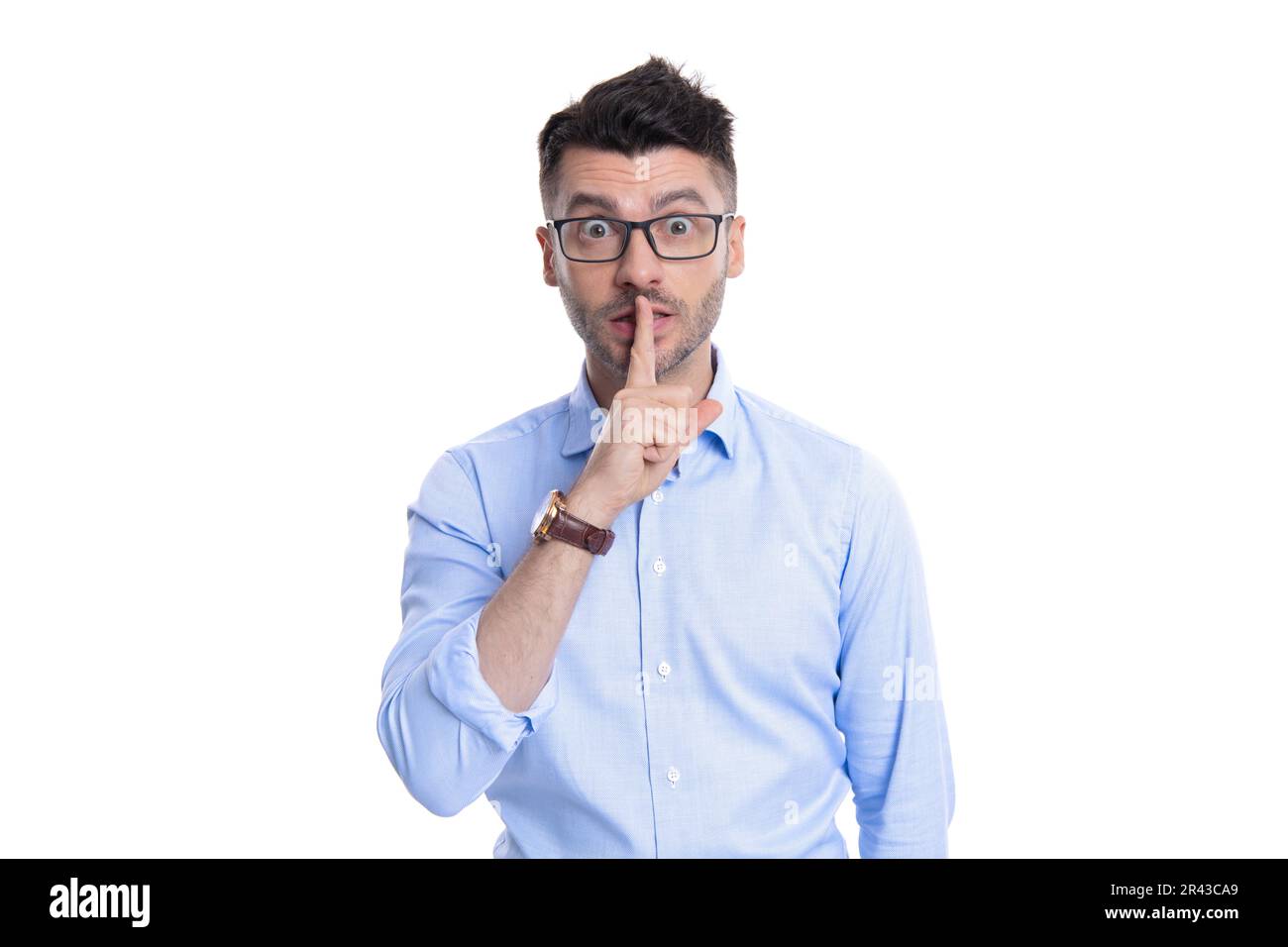 silent man keep secret with hush wear eyeglasses. photo of silent man ...