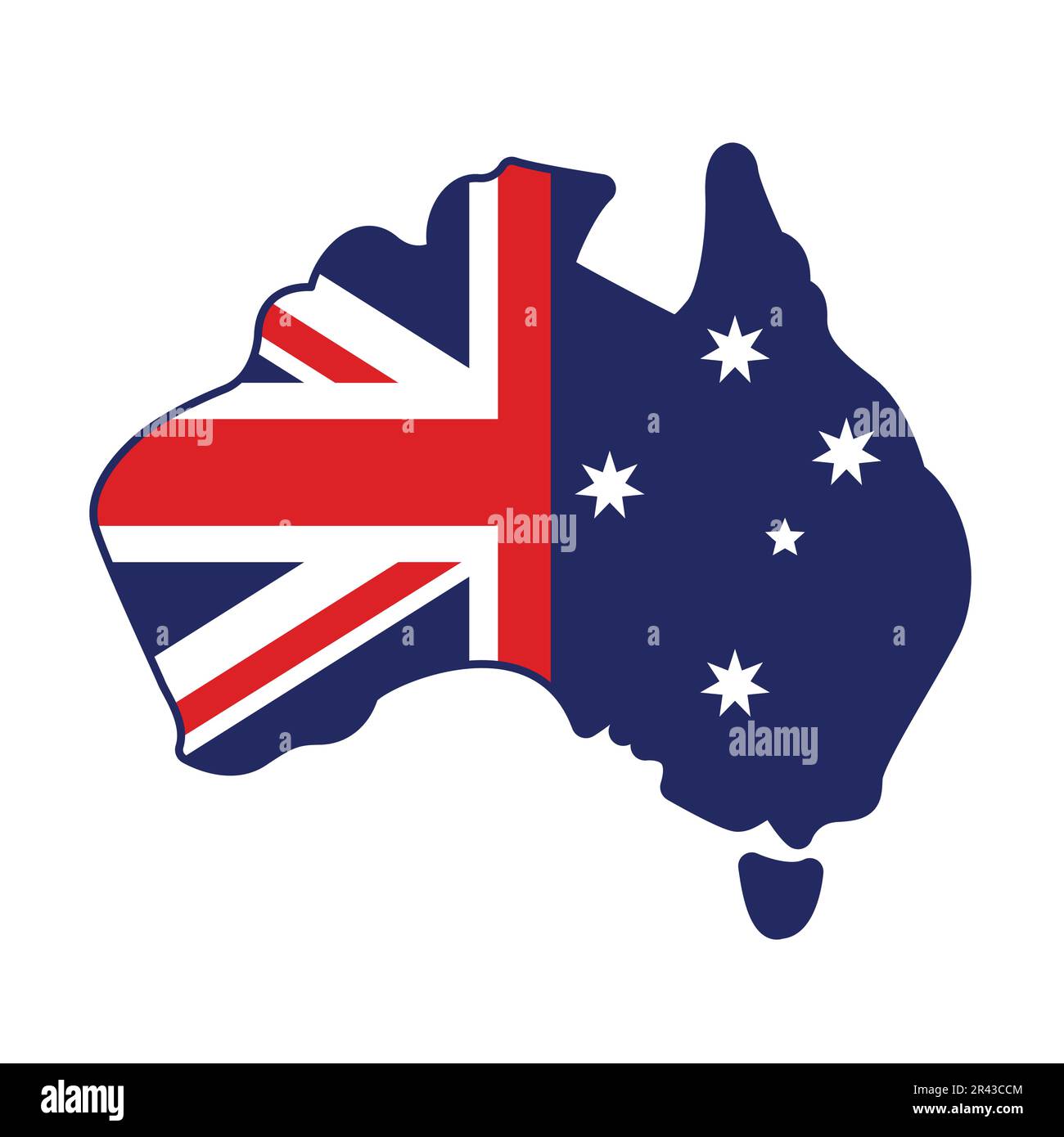 australia simplified map with aussie flag icon emblem vector isolated ...