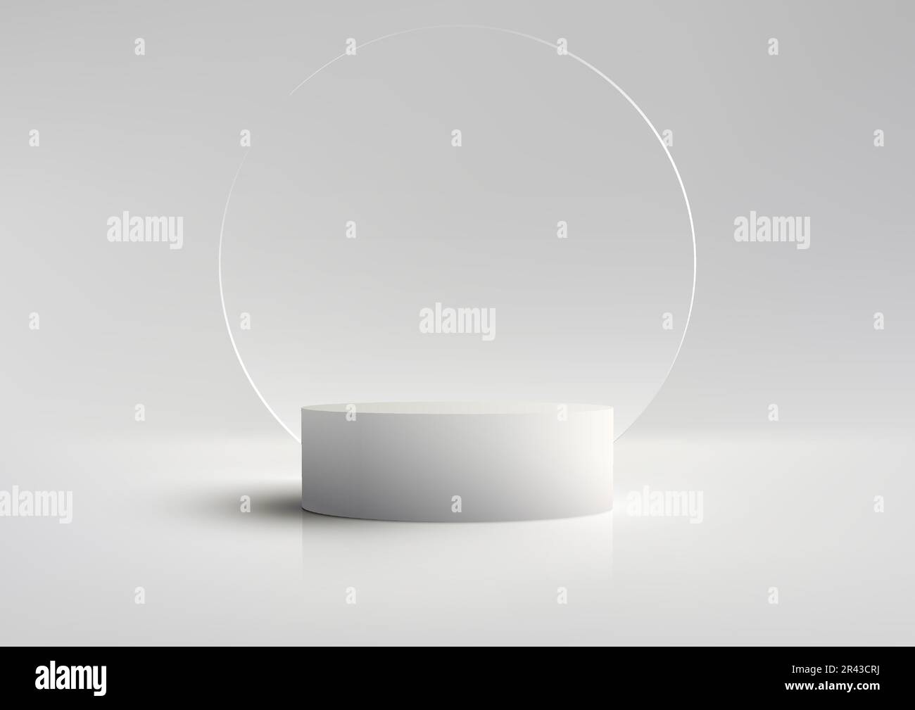 3D realistic modern luxury style white podium platform with transparent ...