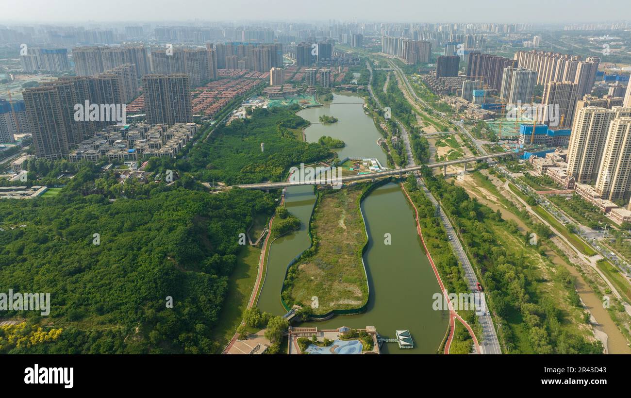 Xi'an City, China. May 24, 2023. Aerial photo shows the scenery of ...