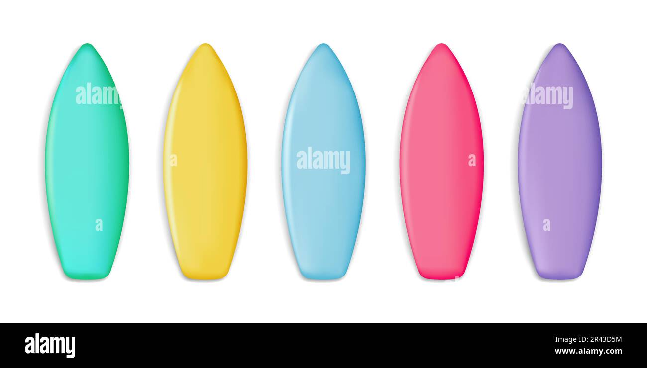 Summer surfboard set with different colors. Vector isolated ...