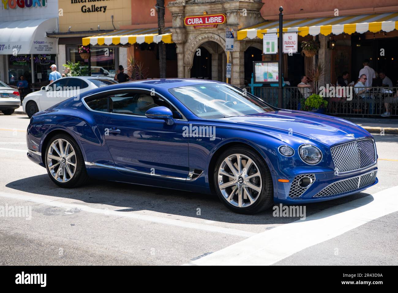 Miami, Florida USA - March 25, 2023: blue Bentley Continental GT blue ...