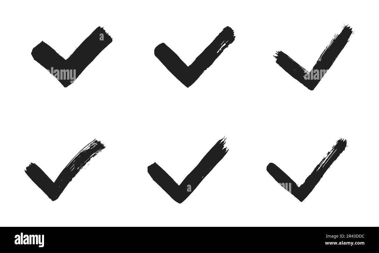 Dirty grunge hand drawn tick v with brush strokes vector illustration ...