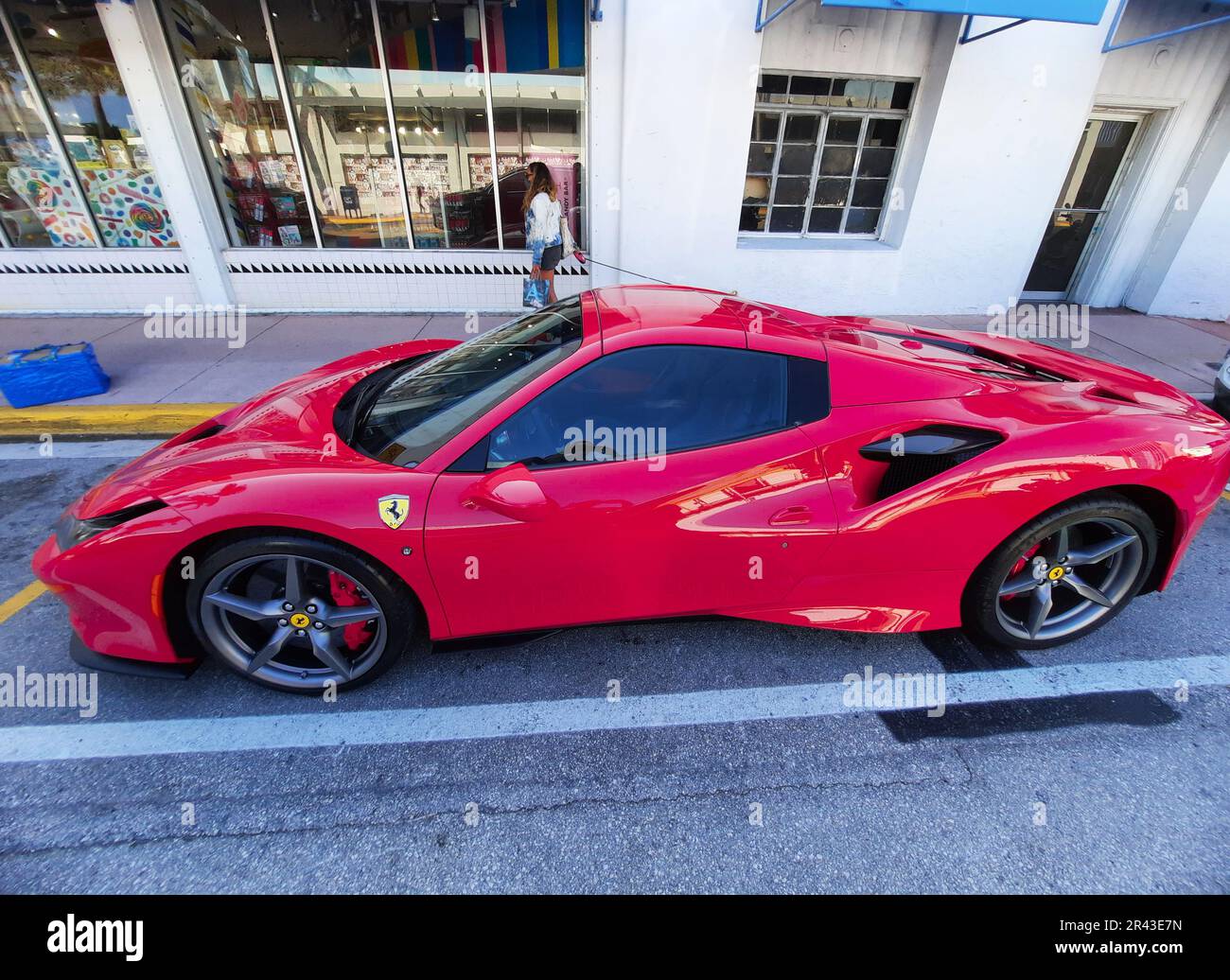 Los Angeles, California USA - March 24, 2021: red Ferrari F8 Tributo ...