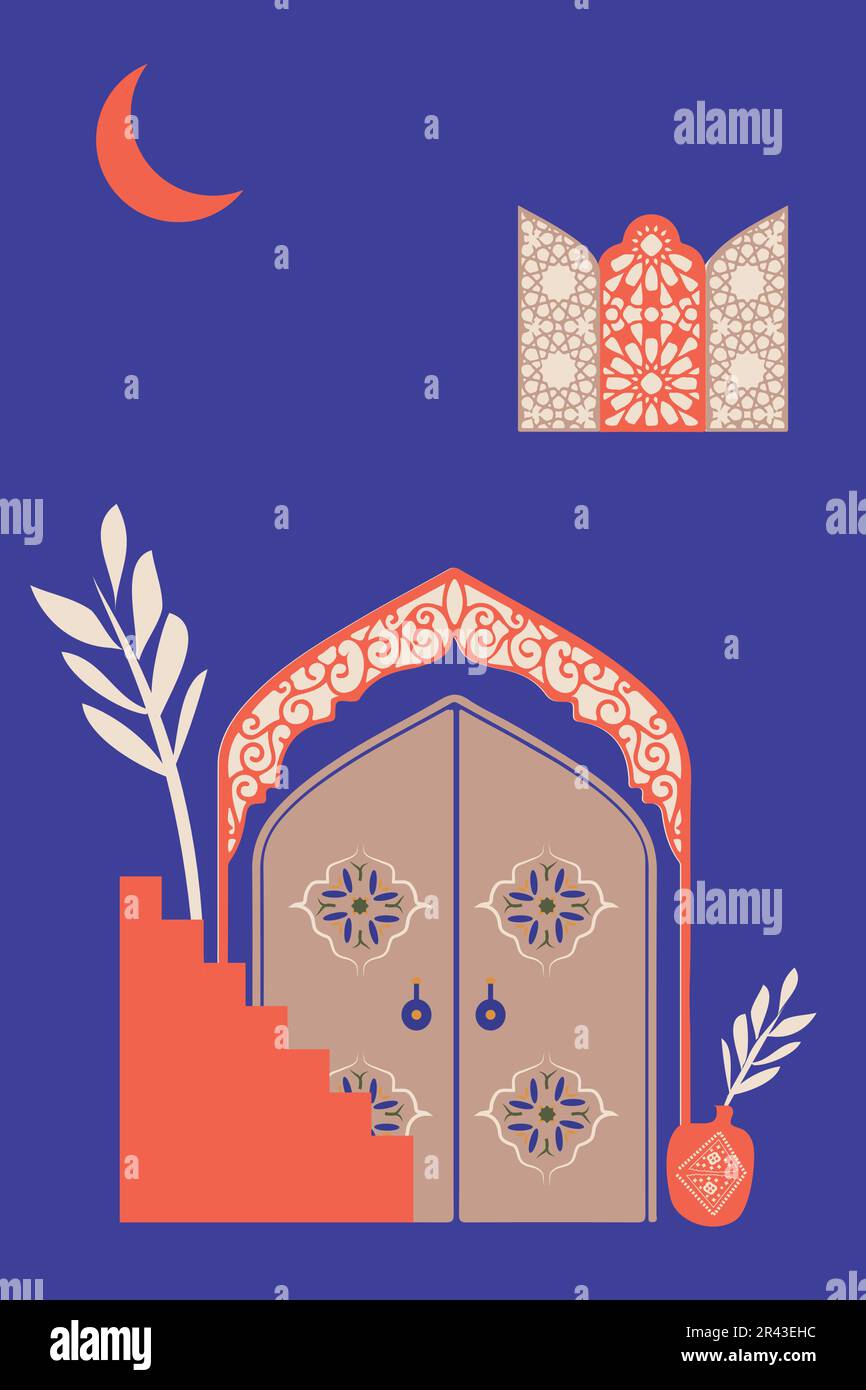 MInimalist and Islamic style. Moroccan scene. A Moroccan Palace, doors ...