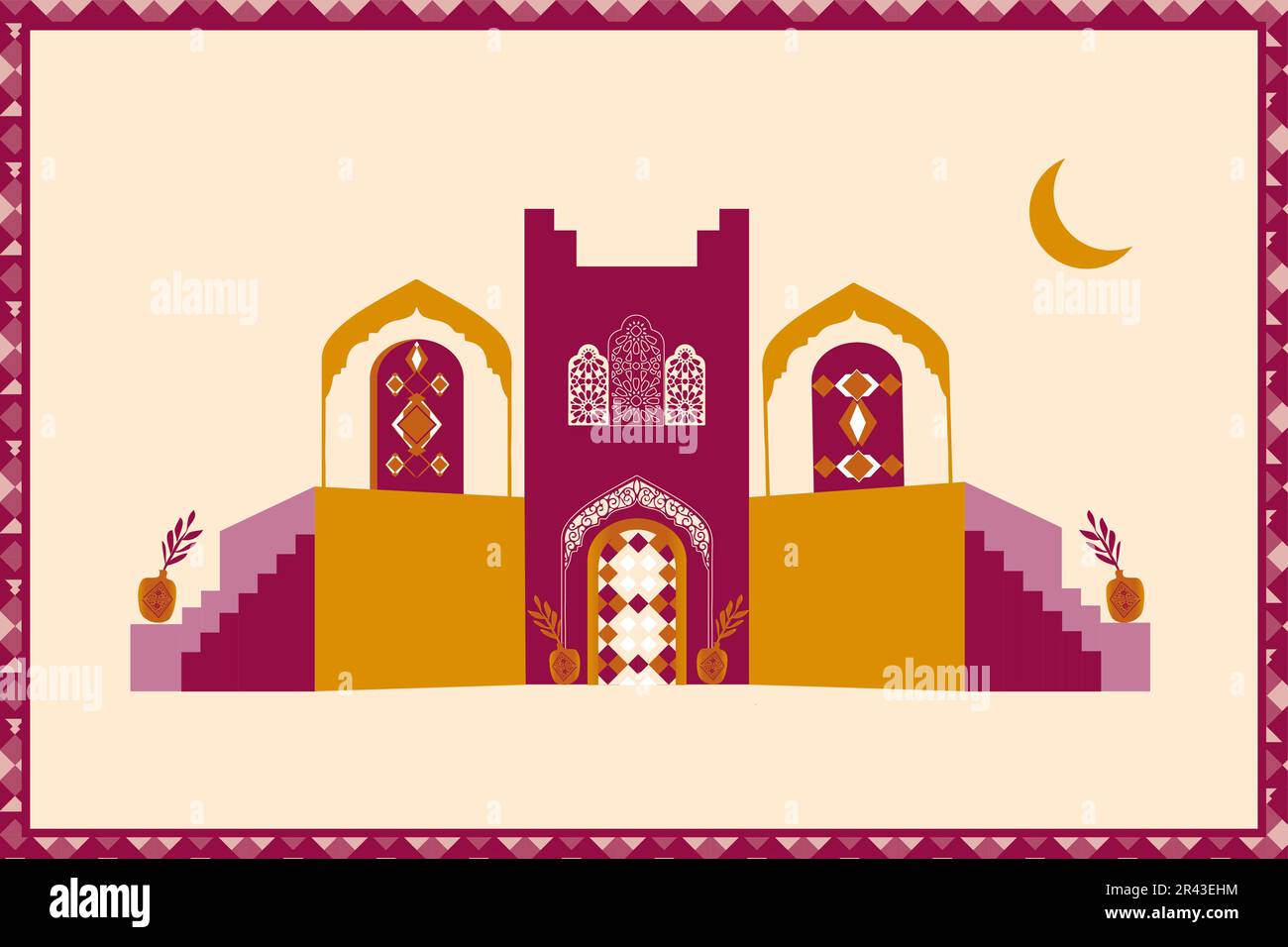 Moroccan minimalist design scene, house, door, stair and traditional ...