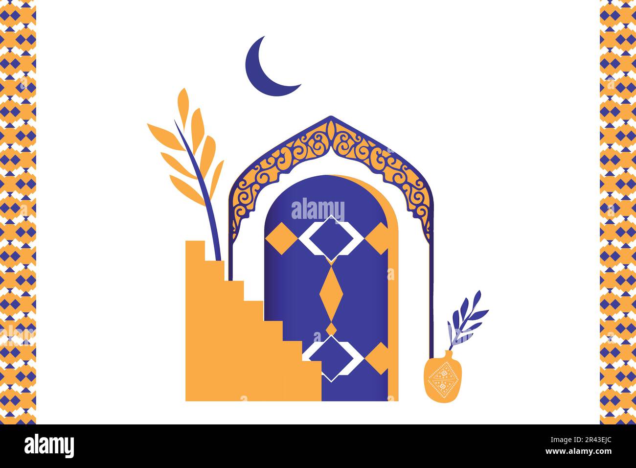 Moroccan minimalist design scene, house, door, stair and traditional ...