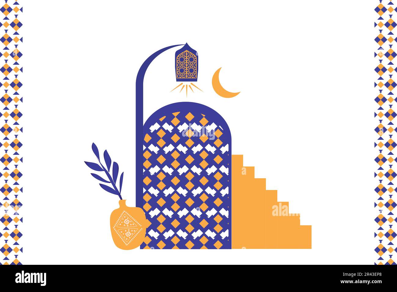 Moroccan minimalist design scene, house, door, stair and traditional ...