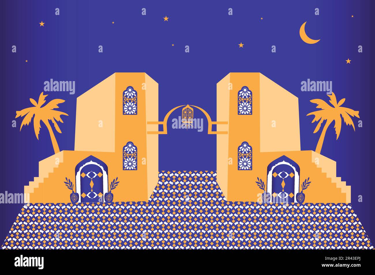 Moroccan minimalist design scene, house, door, stair and traditional ...