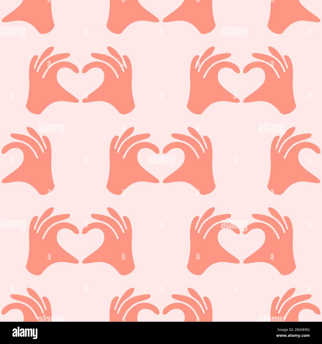 Hands making or formatting a heart symbol seamless pattern illustration ...