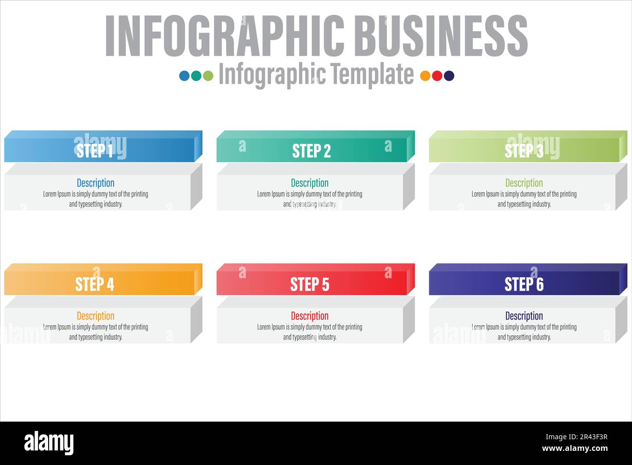 6 Steps, six 6 option 3D cube shape elements with steps,road map ...