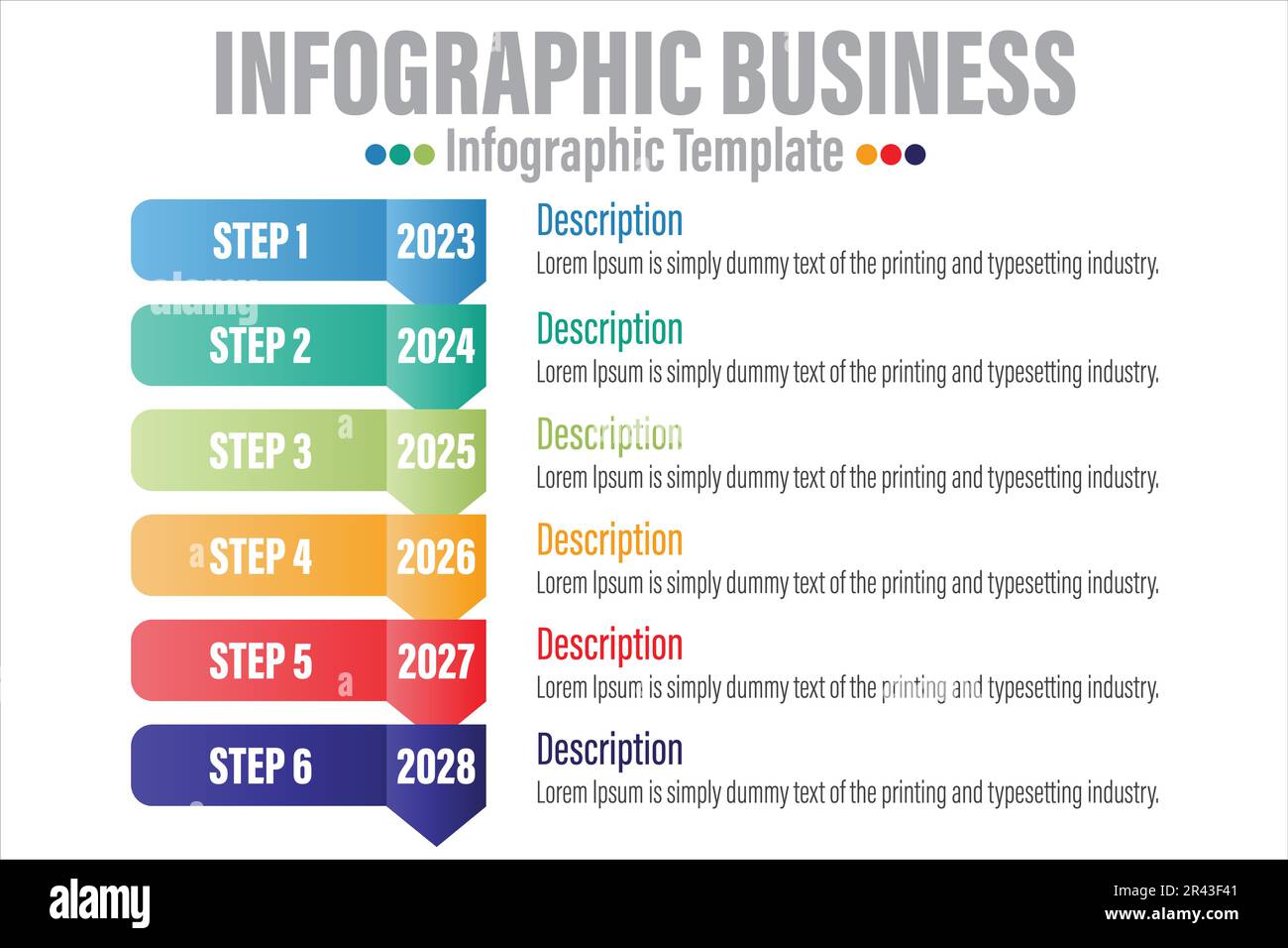 6 Steps, six 6 option Paper note shape elements with steps,road map ...