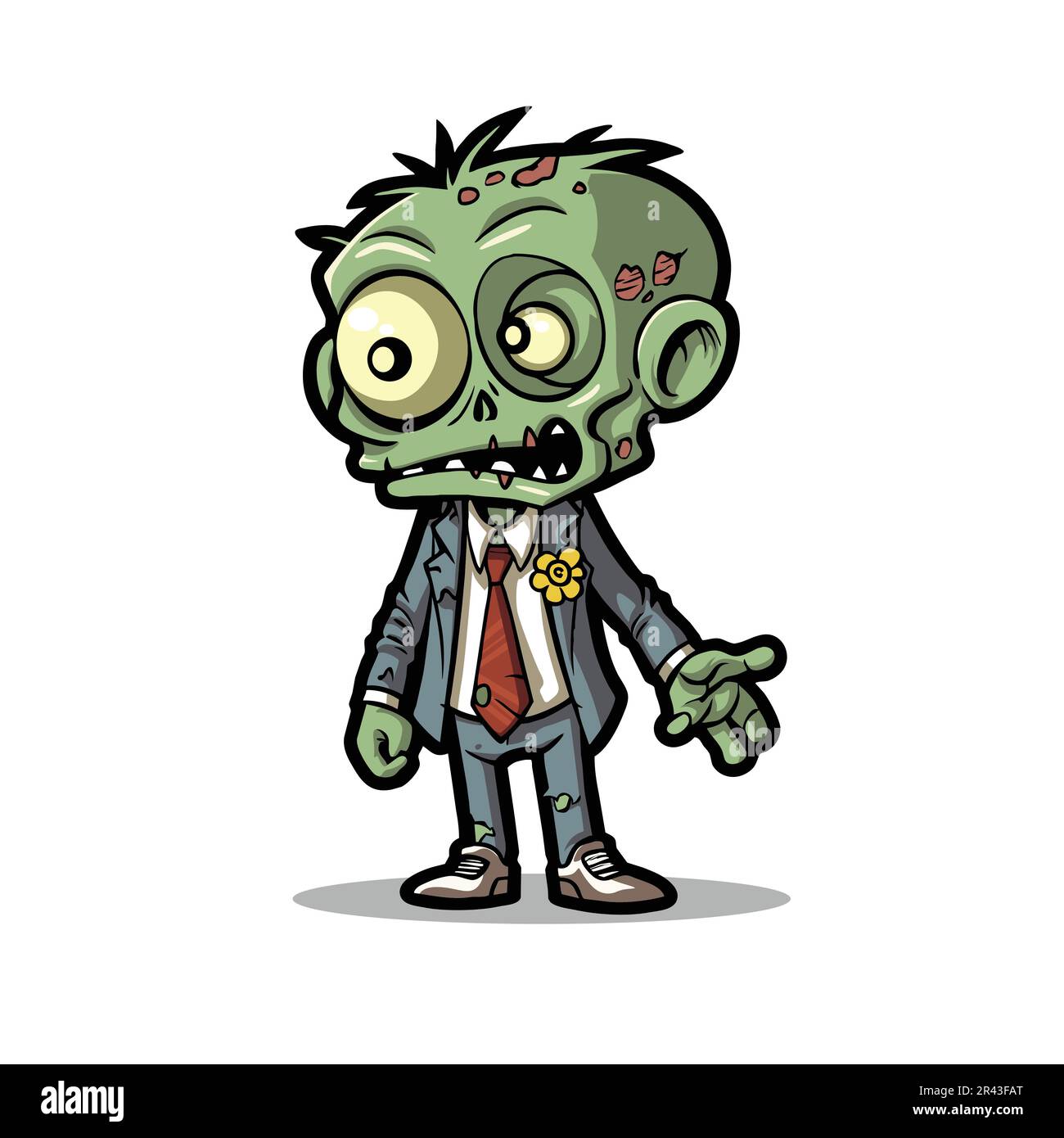undead fun Cartoon lively Zombie Character Illustration, spooky ...