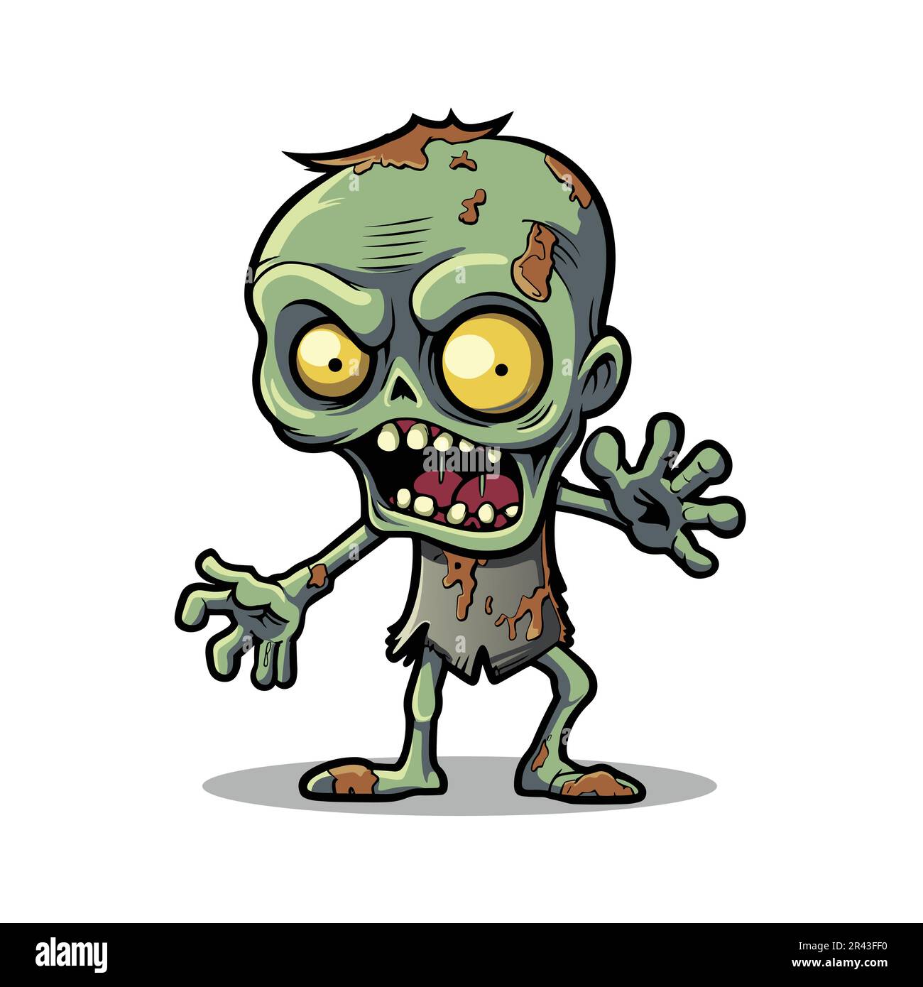undead fun Cartoon lively Zombie Character Illustration, spooky ...