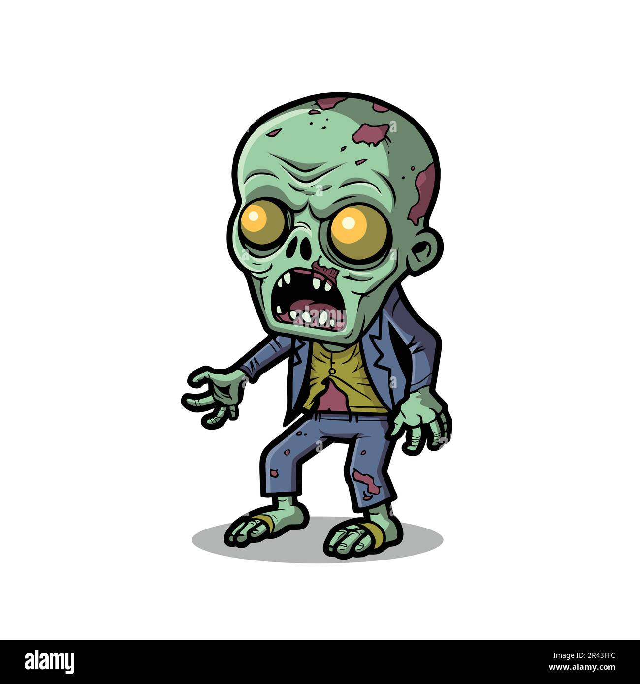 undead fun Cartoon lively Zombie Character Illustration, spooky ...